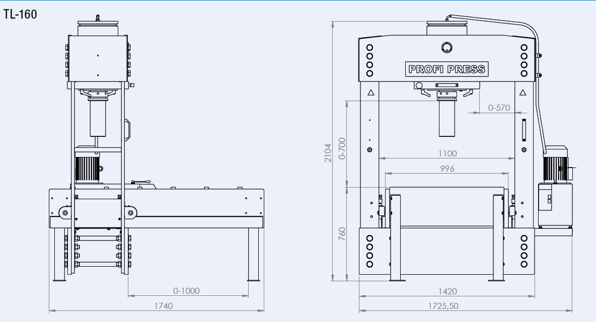 PPTL-160 Manual Moving Head Portal Press | Workshop Press